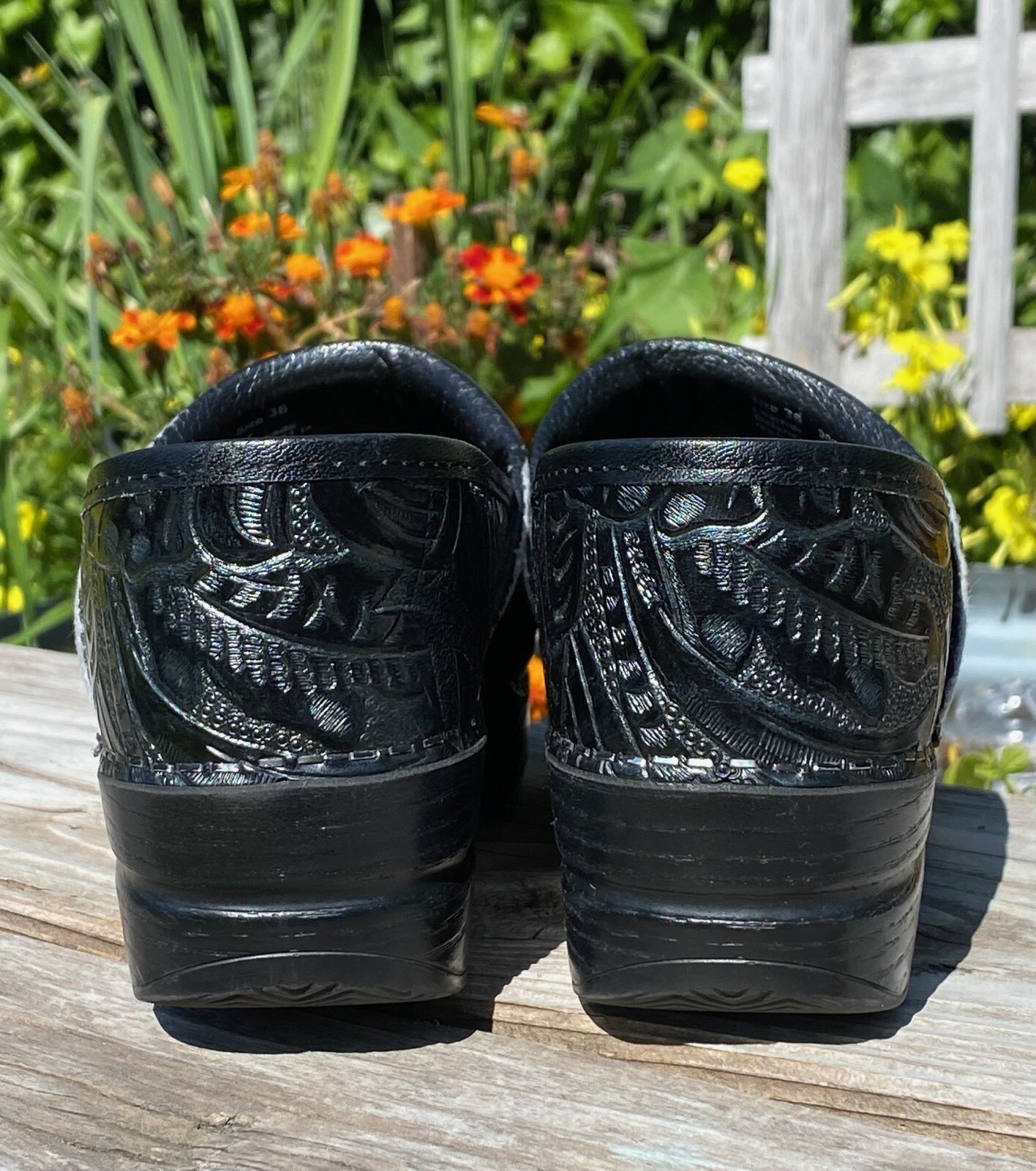 DANSKO Professional Tooled Leather Clogs Womens US Sz 5.5-6 EU 36 Black ...