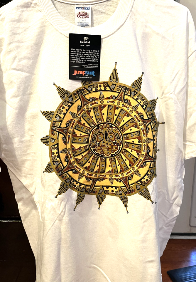 elvis jumpsuit Aztec Sundial T-shirt Art by Elvis' Original Artist Gene ...