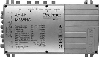 Televes Ms58ng. Produktfarbe: Grau. Stecker: F. Breite: 204 Mm, Tiefe ...