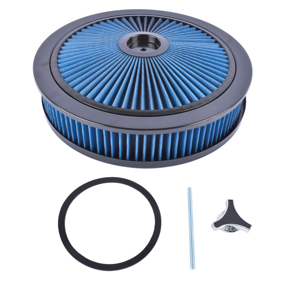 14" x 3" Super Flow Air Cleaner Washable Recessed Blue Filter Black Top ...
