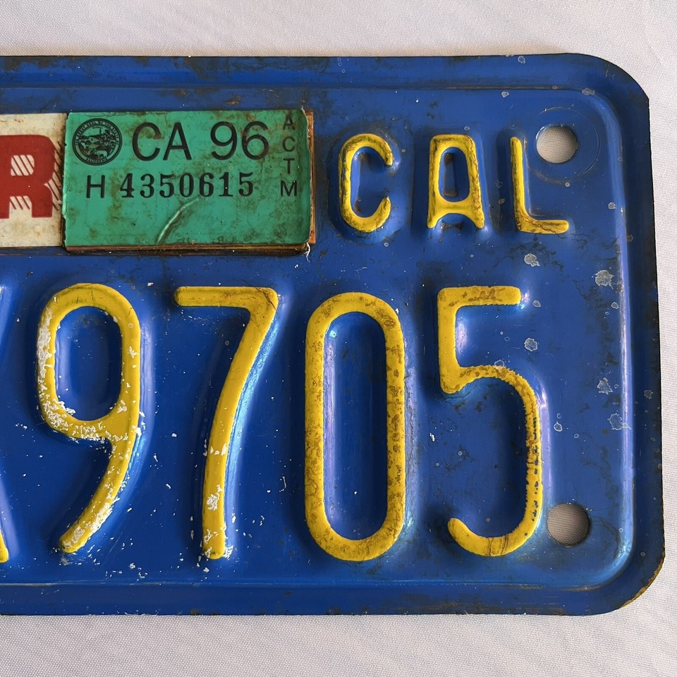 California Motorcycle License Plate 1969 - 1982 Blue CA MC 7"x 4"- 4/96 ...