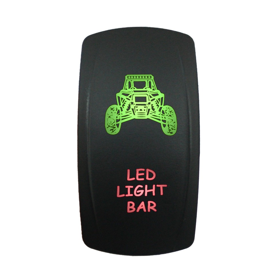 LED LIGHT BAR 6B47GR Rocker Switch Laser dual backlit LED green red 12v ...