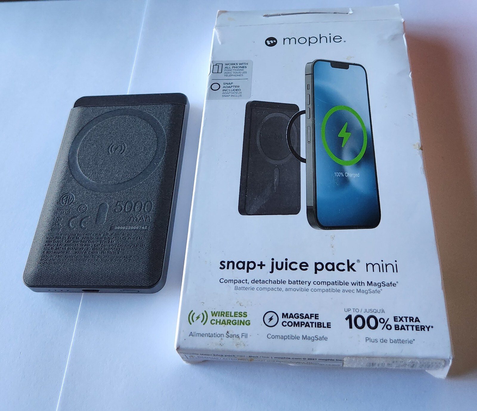 Unused Black Mophie Snap+ Juice Pack Mini 5000 mAh Power Bank ONLY in ...