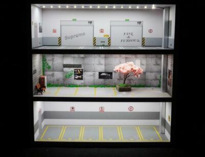 1/64 DIY Car parking lot scene garage Car model solid wood display ...