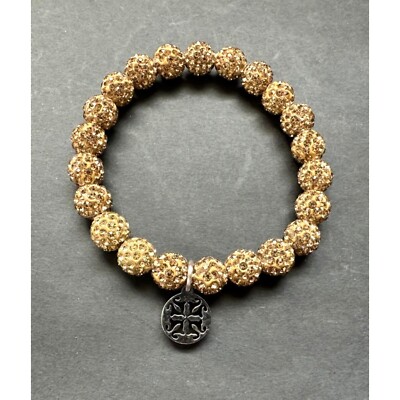 Rustic Cuff Bracelet Stretch EMERSON Gold on Gold Silver Charm | eBay