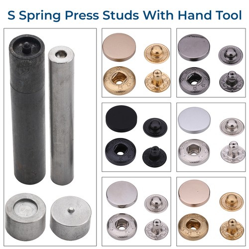 S Spring Press Studs with Fixing Hand Tool Leather Craft Purse Coat 10/ ...