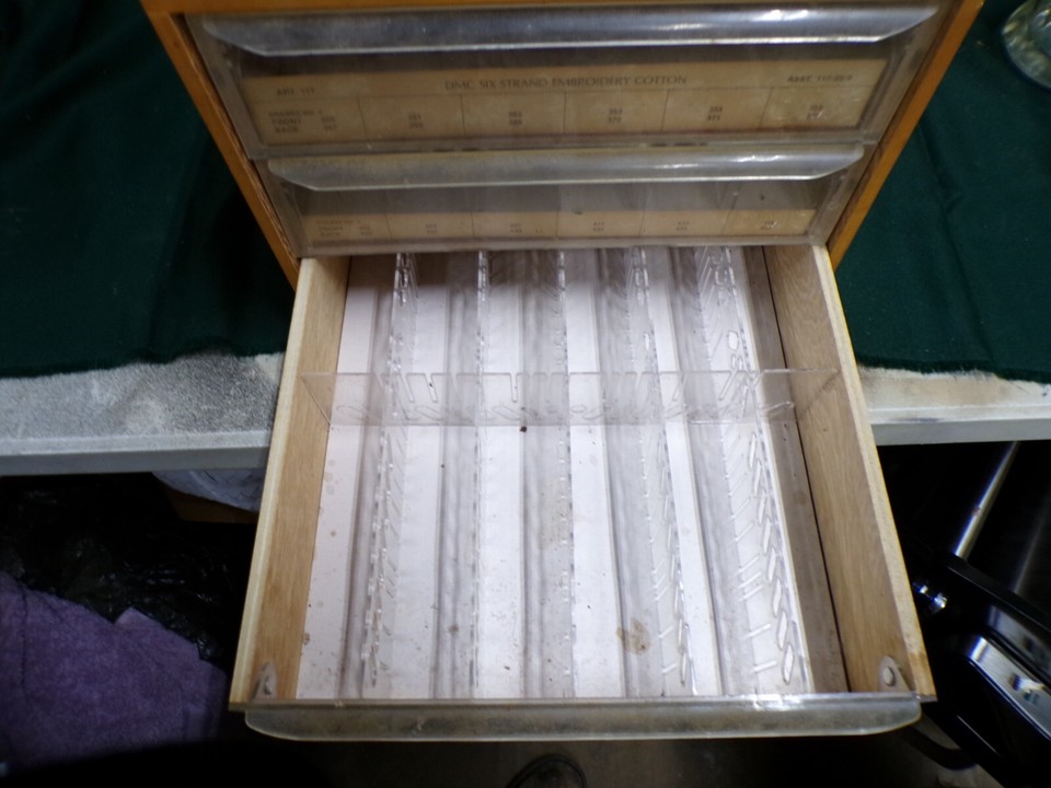 Vintage DMC 3 Drawer Wooden Storage Box With Dividers | eBay