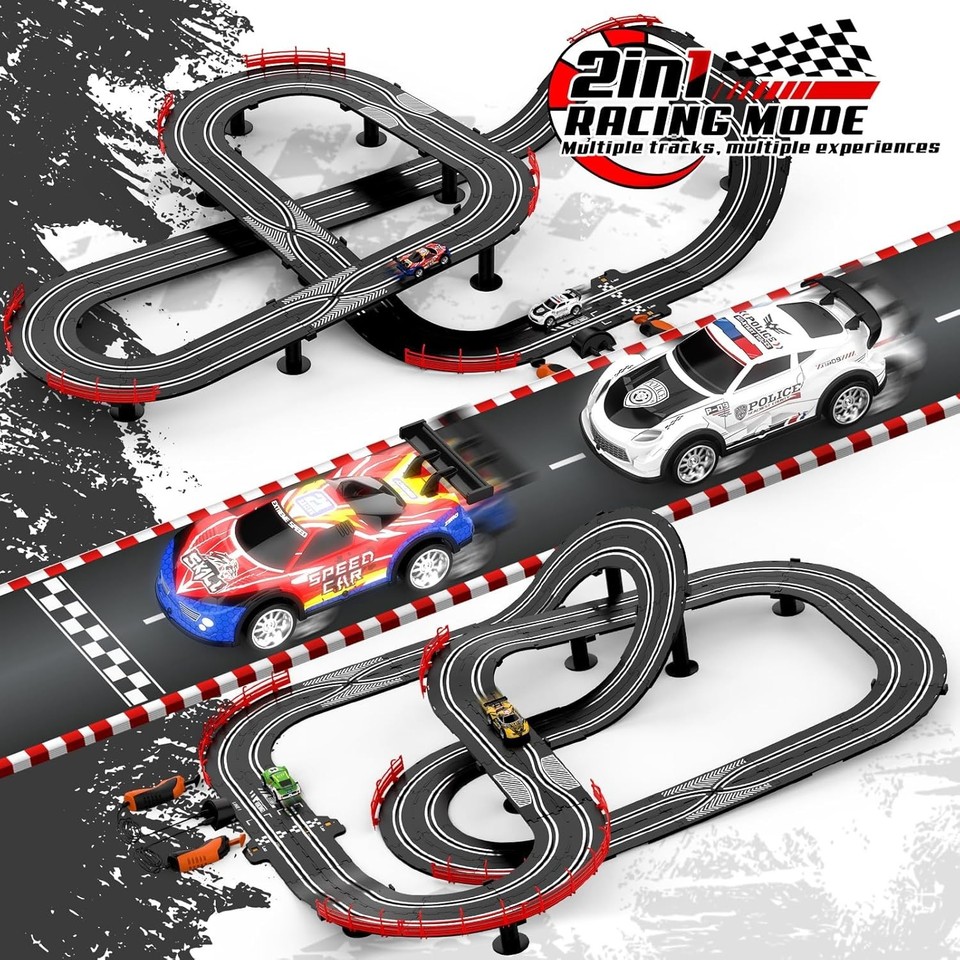 Slot Car Race Track Set Electric Powered Race Track Dual Racing Car ...