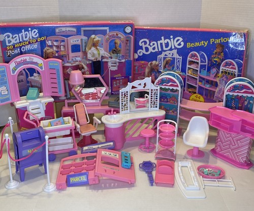 HUGE Vintage Mattel Barbie PlaySet Lot Post Office Beauty Parlor Hair ...