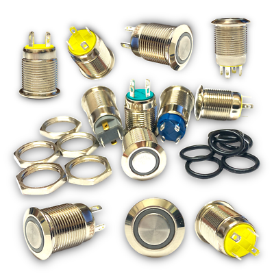 12mm Round Built-in Button 12V 24V 220V Pushbutton Switch Red White ...