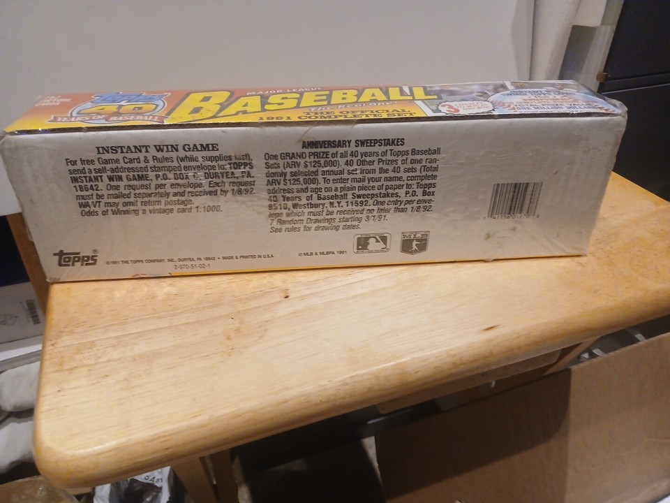 1991 Topps Baseball Complete Factory Sealed Set, 792 Cards, 40 Years of ...