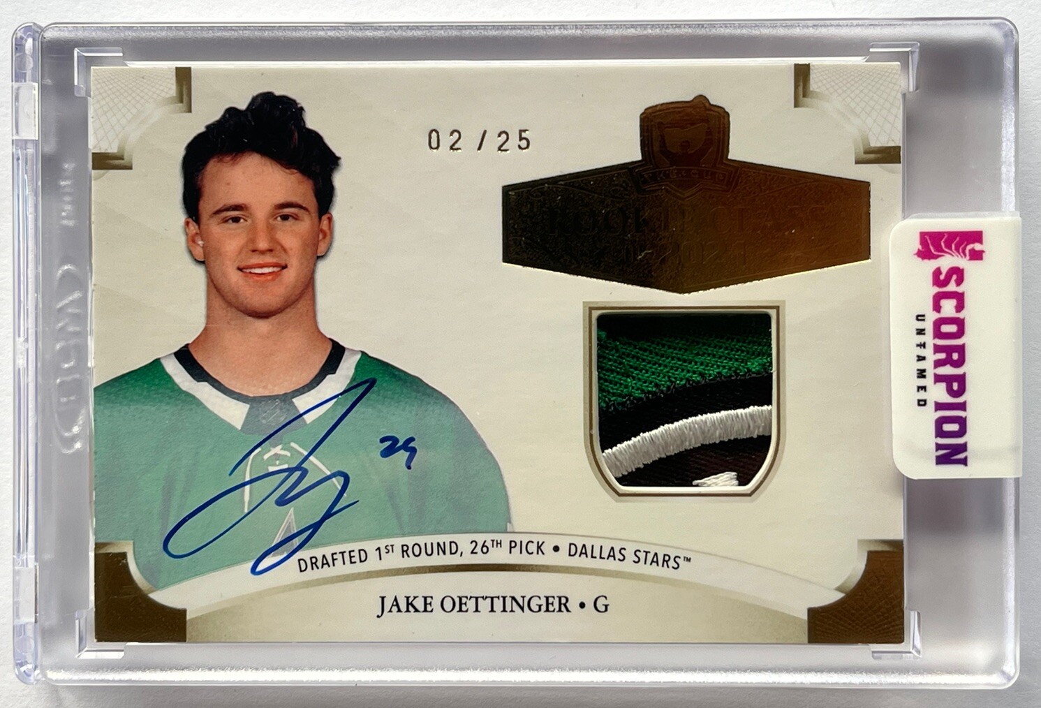 2020-21 UD THE CUP JAKE OETTINGER ROOKIE CLASS 2021 ROOKIE PATCH AUTO ...