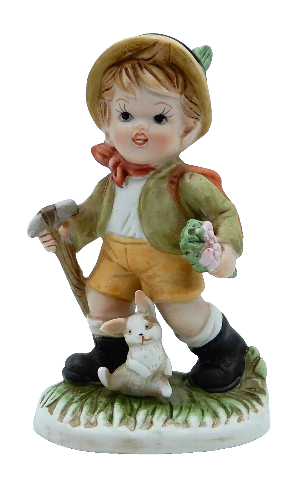 Vintage Napcoware Hiking Boy With Bunny Rabbit Figurine | eBay