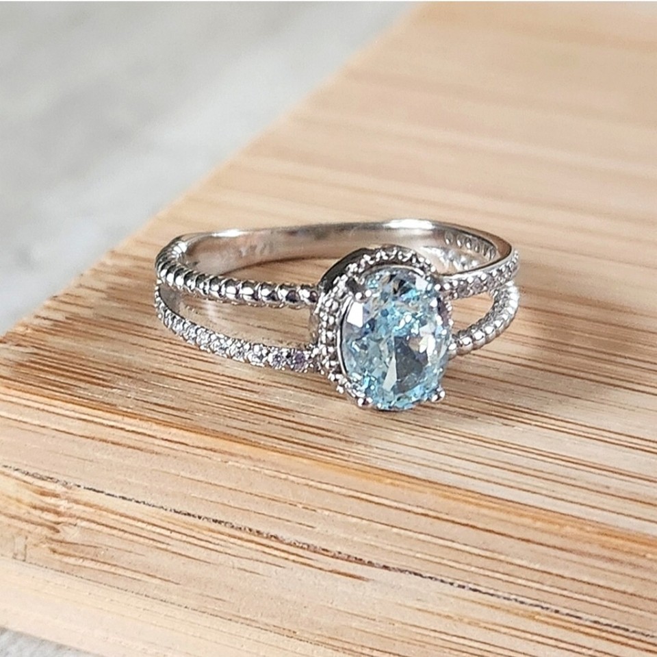 NWT Ryze Sweet Love Story Sky Blue Ice .925 Sterling Silver Ring - Size ...