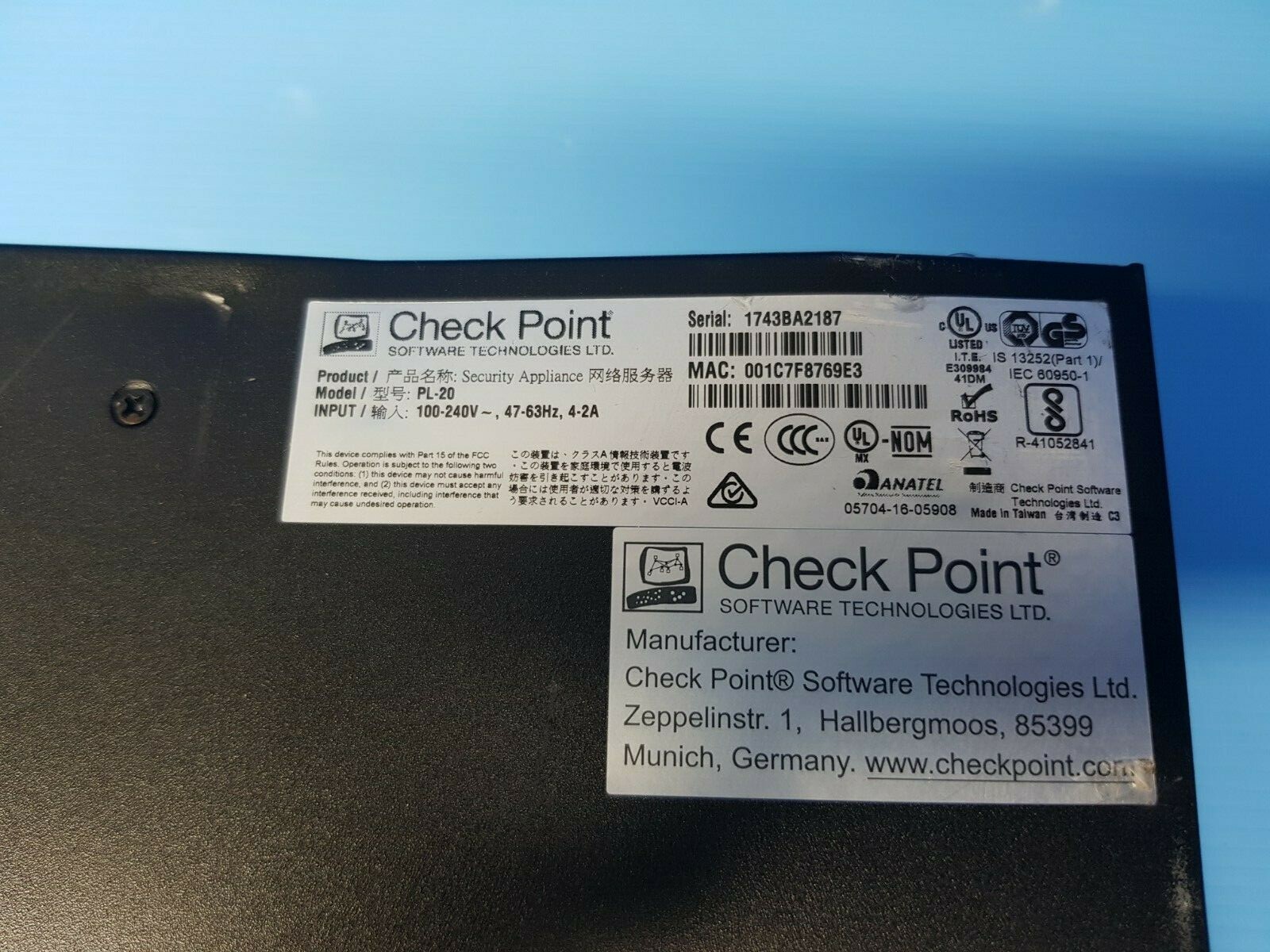 Checkpoint 5600 Security Gateway Appliance Firewall Rackmount PL-20 1x ...