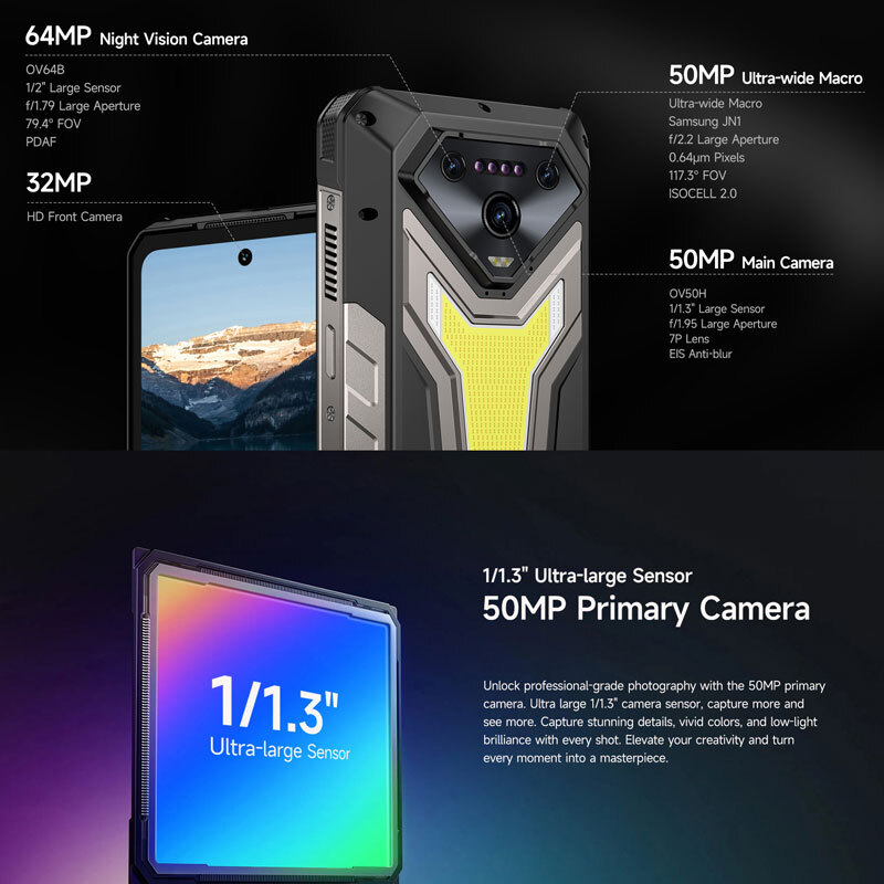 Unlocked DLP Projector 5G AI Rugged Phone Android Outdoor Ulefone Armor ...