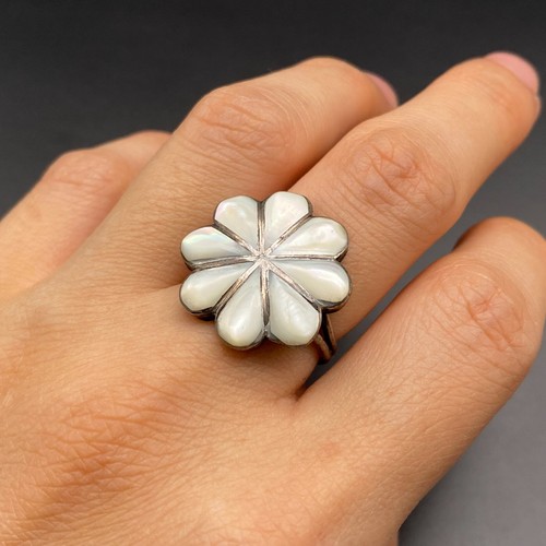 Vintage Zuni Pawn Flower MOP Silver Ring Size 5.5 | eBay