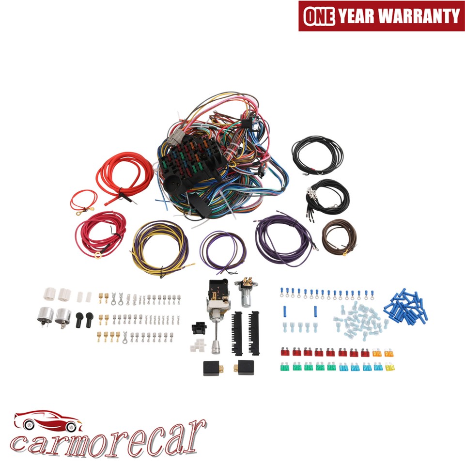 22 Circuit Wiring Harness Street Hot Rat Rod Custom Wire Kit XL WIRES ...