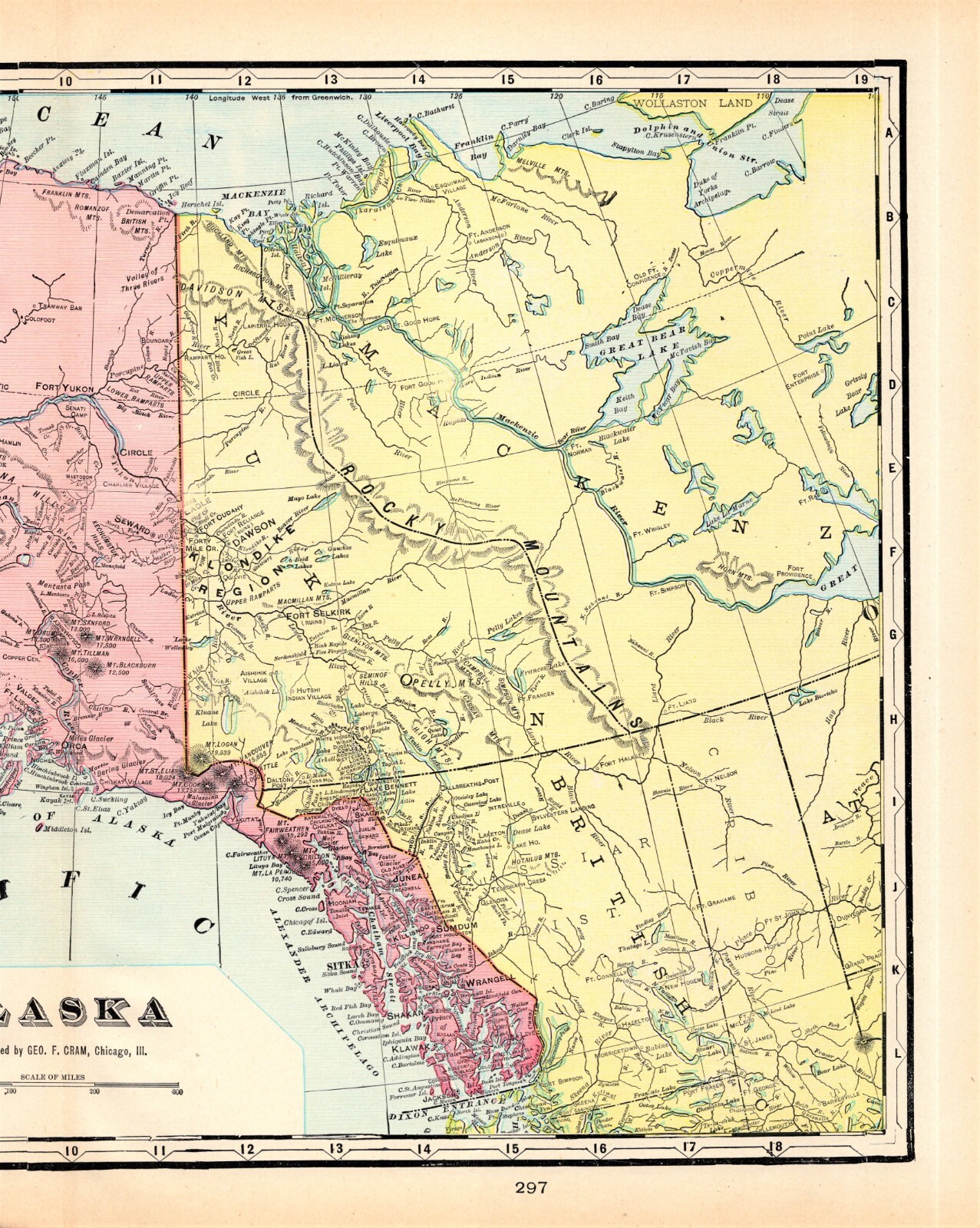 1900 Antique ALASKA MAP George Cram Atlas Map of Alaska Gallery Wall ...