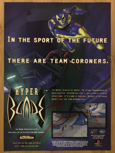 HyperBlade PC PS1 Sega Saturn 1996 Vintage Print Ad/Poster Official ...