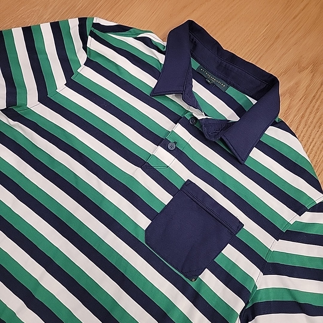Extracurricular Golf Polo Shirt Mens Medium Striped Green Pocket ...