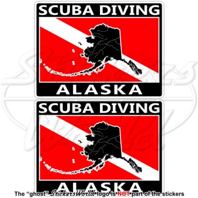ALASKA SCUBA DIVING Drapeau-l'Alaska Carte Forme USA, 75mm Vinyle ...