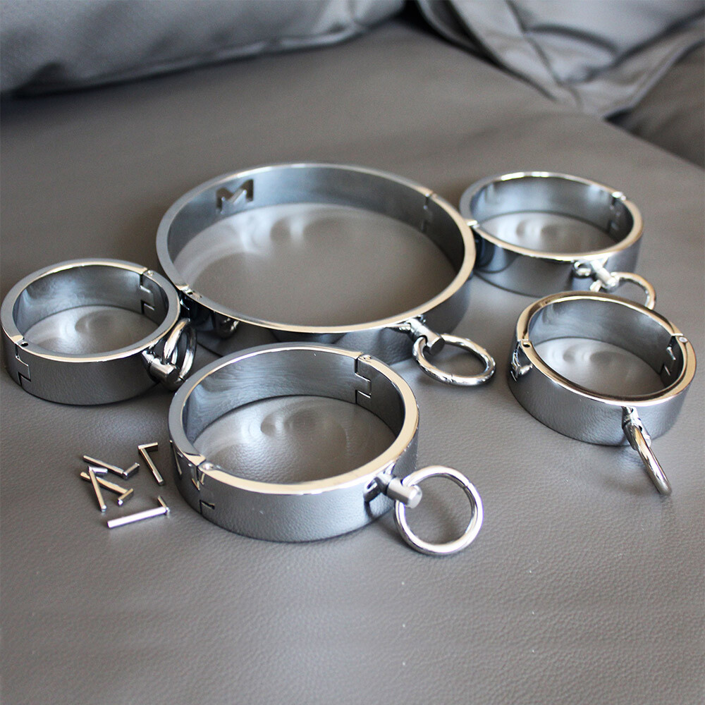 Metal Round Bondage Neck Collar Shackles Handcuffs Ankle Cuffs BDSM For ...