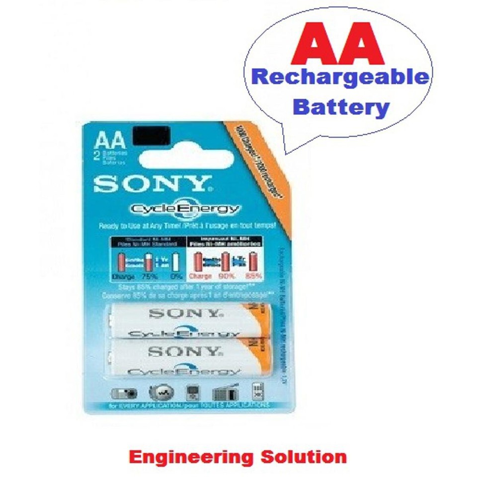 4 pcs Sony Cycle Energy 4600 mah Rechargeable AA Batteries (4 pack ...