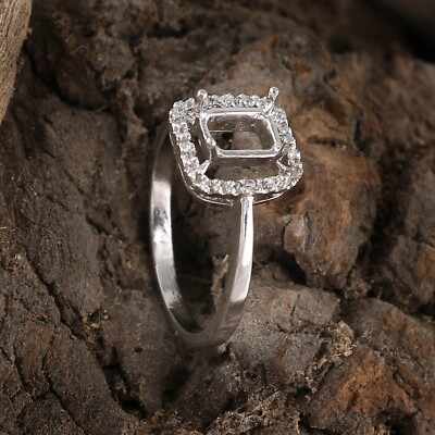 Semi Mount Ring Stone Setting Size 6X4 MM Octagon Shape 925 Sterling ...