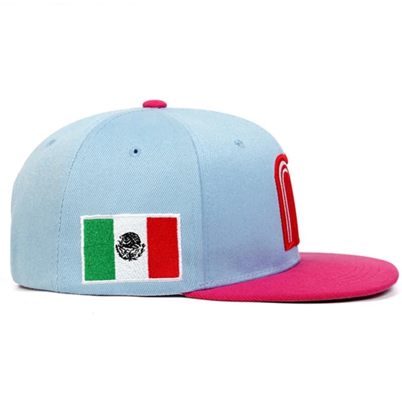 Mexico Baseball Cap Letter M With Embroidered Flag Flat Brim Snapback ...
