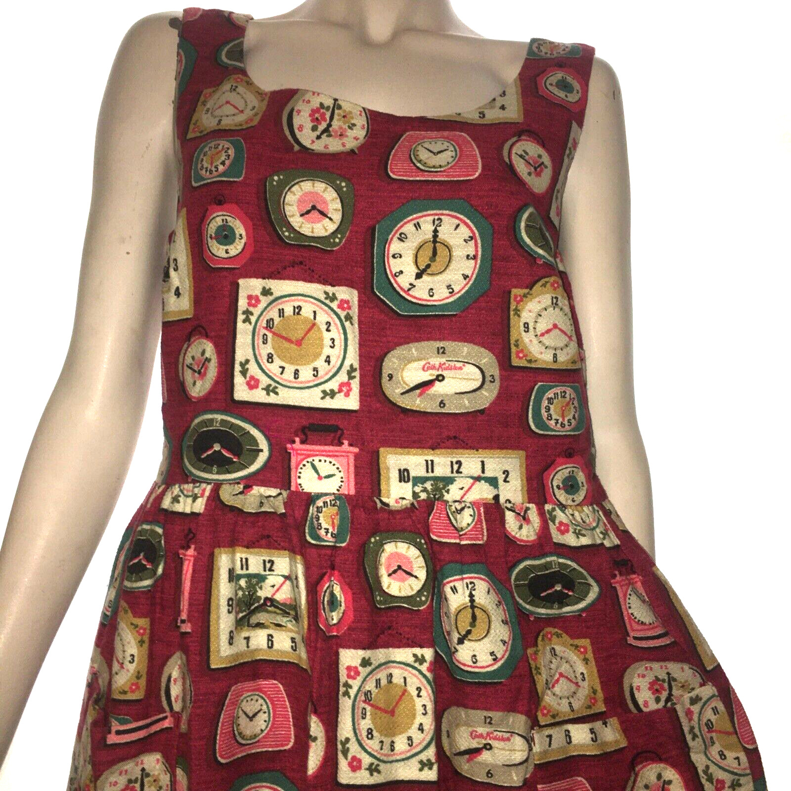 Cath Kidston Clock Dress Rouge Cotton Size 8 (10) Bar… - Gem
