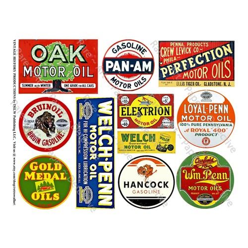Oil Label REPRODUCTION Sticker Sheet, 11 Gas Signs, Motor Oil ...