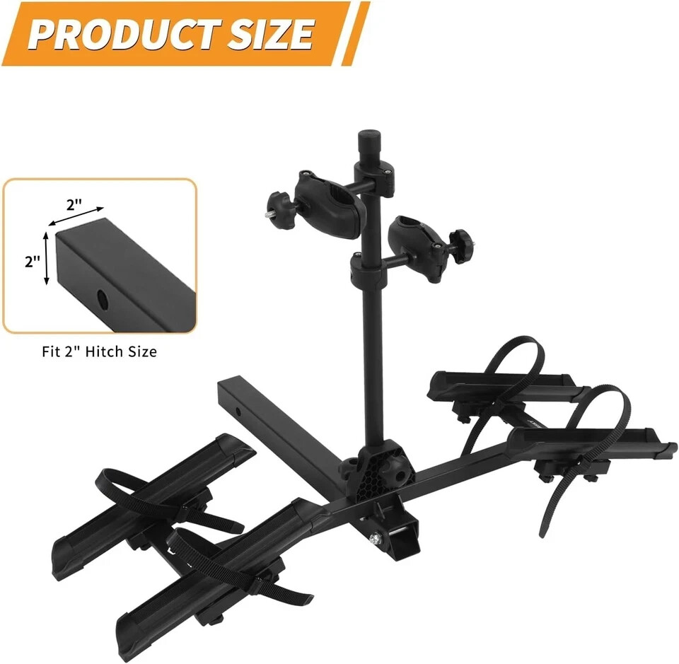 2 Fat Bike Rack Carrier Vehicle Mount Truck Hitch Heavy Duty Folding w ...