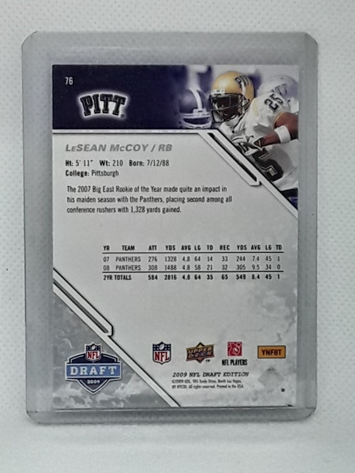 LeSean McCoy 2009 Upper Deck NFL Draft Edition - RC #76 - Pitt Panthers ...