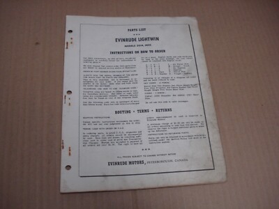 1954? Evinrude Lightwin Models Outboard Motor Parts Catalog | eBay