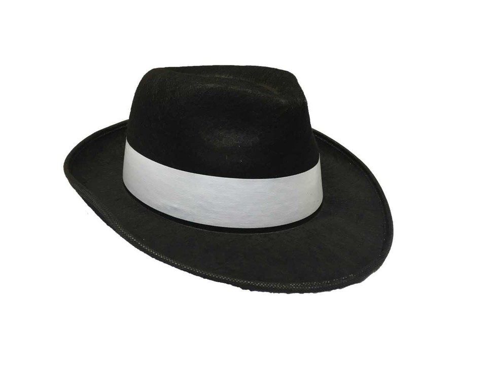 BLACK GANGSTER HATS AL CAPONE MAFIA TRILBY FEDORA HAT ADULT FANCY DRESS ...