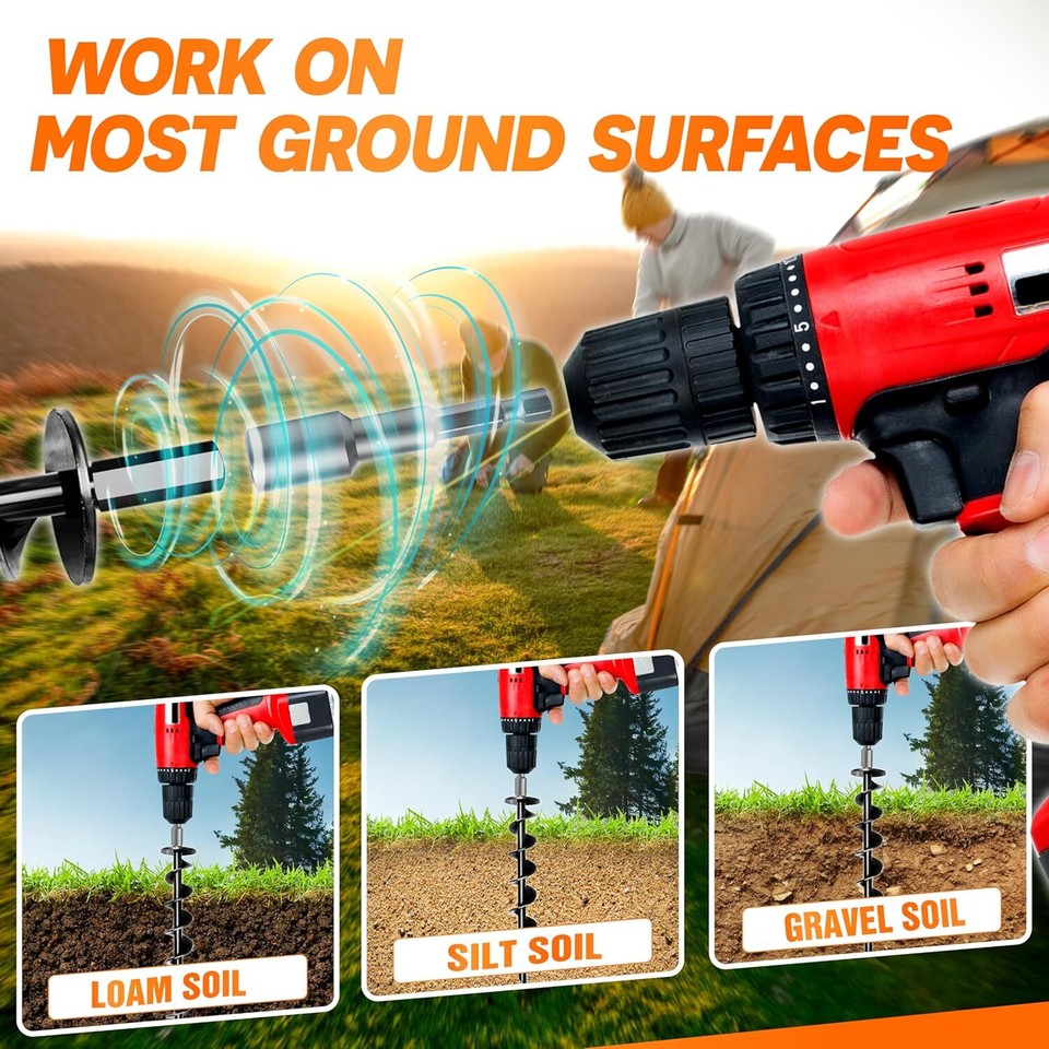 [Premium] 4 Pack Ground Anchors with Power Nut Driver Drill Bit, Ground ...