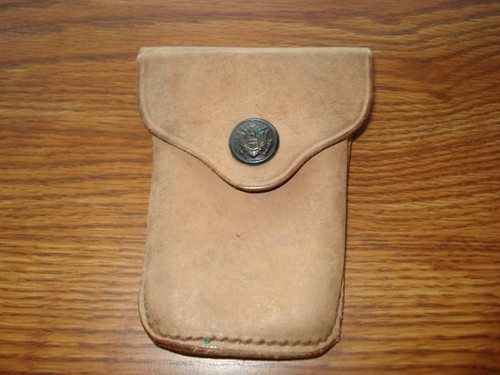 VERY NICE ORIGINAL WW-1 U.S. MILITARY RIA LEATHER EAGLE SNAP POUCH R-5 ...