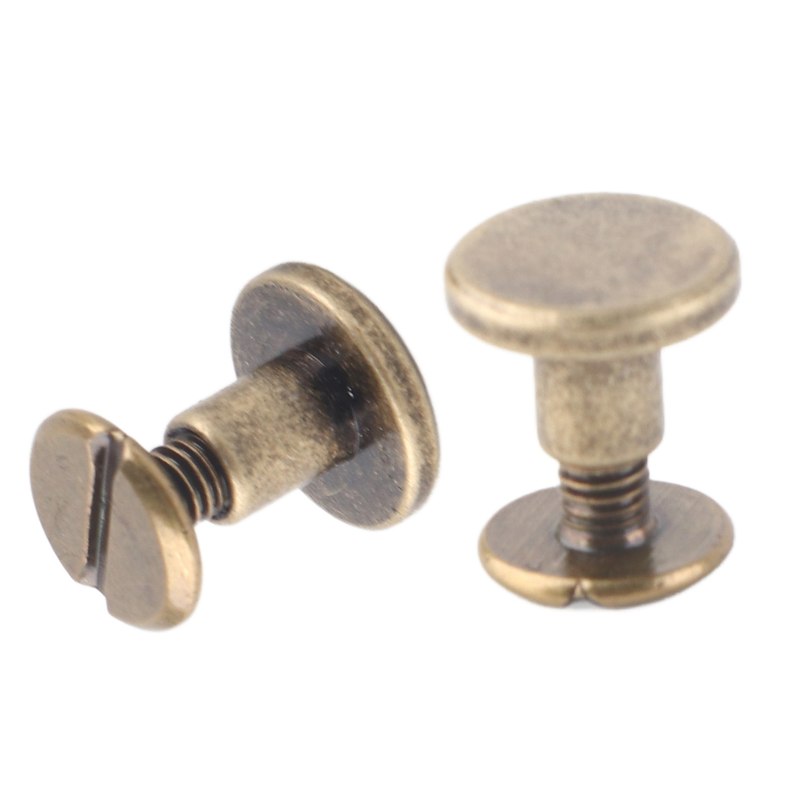 20pcs Flat Head Copper Brass Screws Nuts Nail Rivets Leather Cap Spare ...