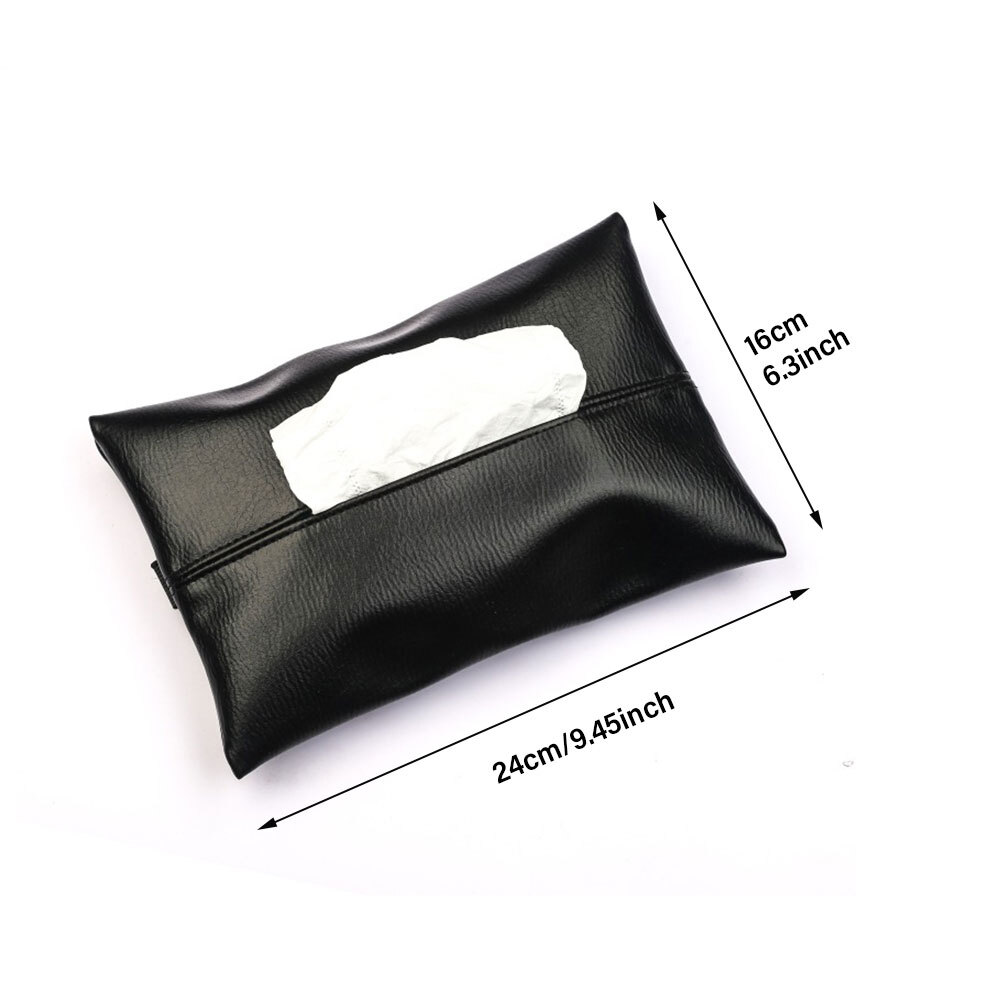 Elastic Strap Decorative Tissue Box Holder Car Headrest Organizer PU ...