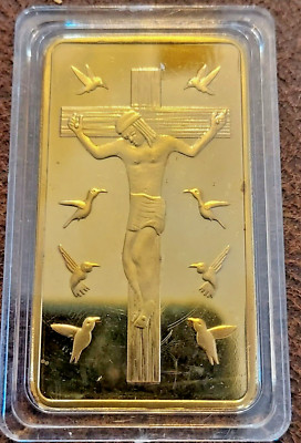 Ten Commandments Jesus on the cross 1 oz Gold Clad Bar 100 Mills .999 ...