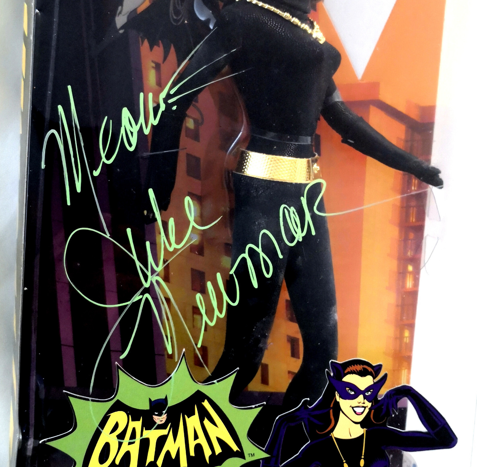 Signed JULIE NEWMAR w/ Meow Catwoman Barbie Classic TV Doll Beckett ...