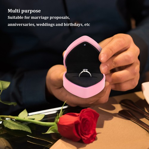 LED Heart Shaped Ring Box Light Ring Box For Proposal Wedding Birthday ...