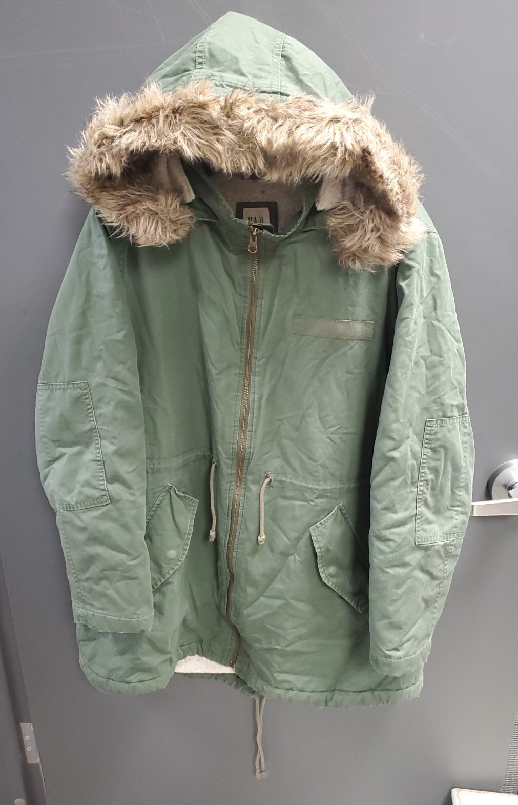 Womens Gap Sherpa Lined Faux Fur Trim Bomber Jacket S… - Gem