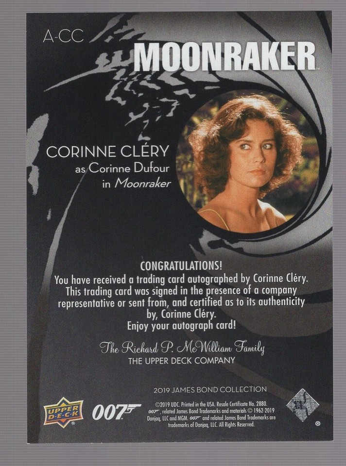 CORINNE CLERY AS CORINNE DUFOUR 2019 UPPER DECK JAMES BOND AUTO ...