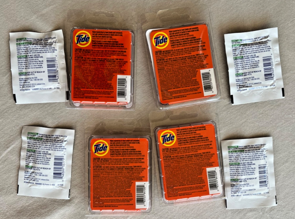 TIDE Liquid Travel Sink Packets, 4 Packs of 3 = 12 Uses + 4 Shout Wipes ...