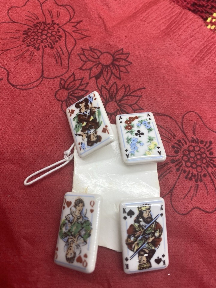 782 Vintage Playing Card Porcelain Buttons 2 X 4 Unused Rare Vintage ...