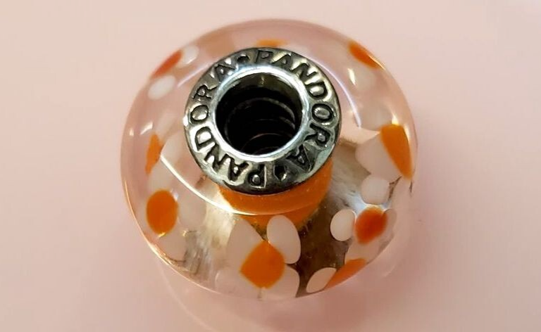 PANDORA | ORANGE BLOSSOMS XL GLASS MURANO NEW 790751 FLOWERS RARE ...