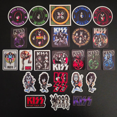 Kiss Inspired Stickers 80's Glam Rock Decals Kiss Army Gene Simmons Ace ...