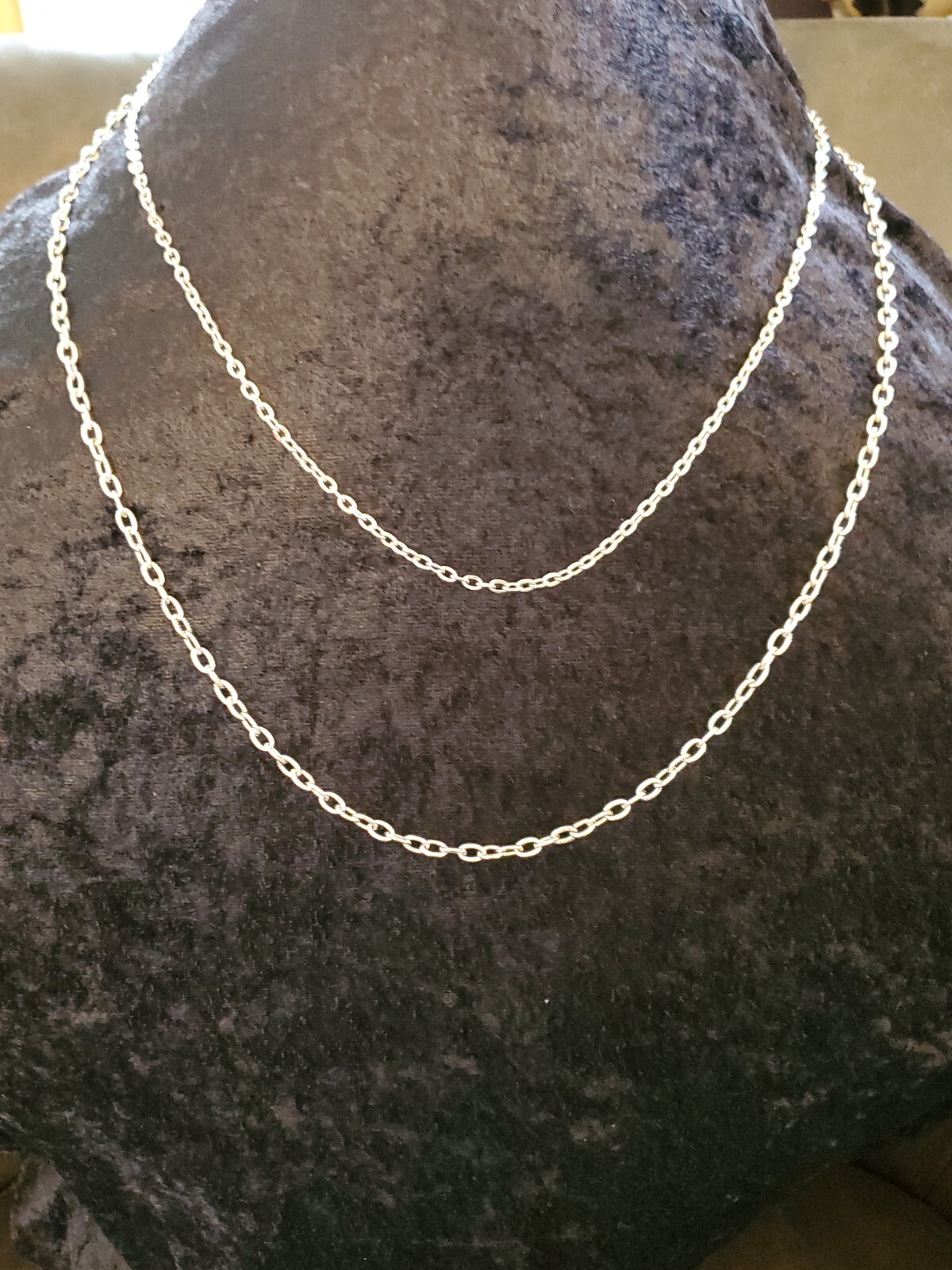 Sarah Coventry Long Layered Chain Necklace Silver Ton… - Gem